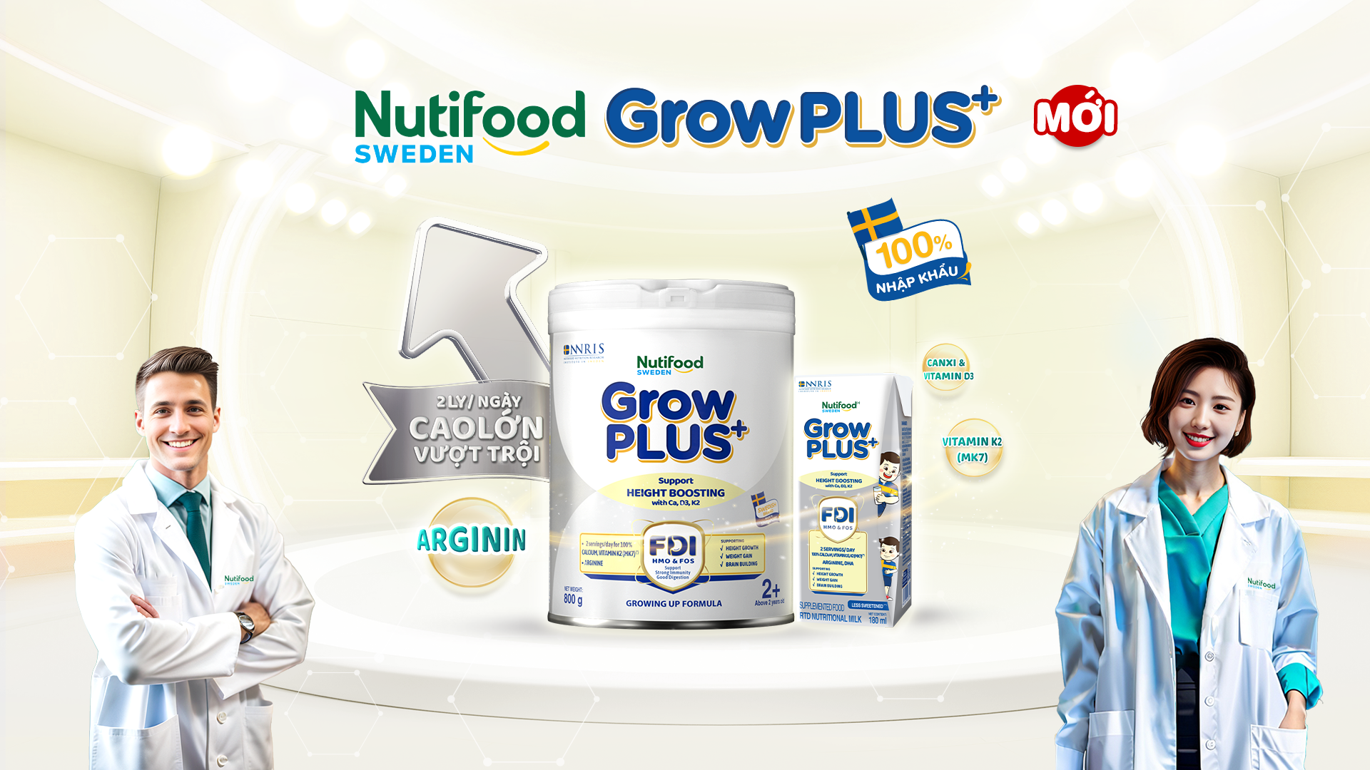 Nutifood Sweden GrowPLUS+ Cao lớn vượt trội